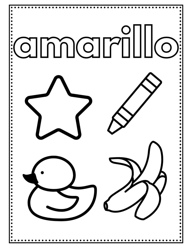 Printable SPANISH Colors Coloring Pages Color Words in SPANISH Fun ...