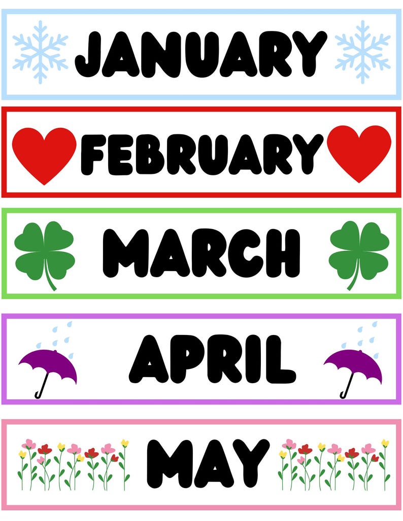 Printable Months of the Year and Days of the Week Cards Early Learning ...