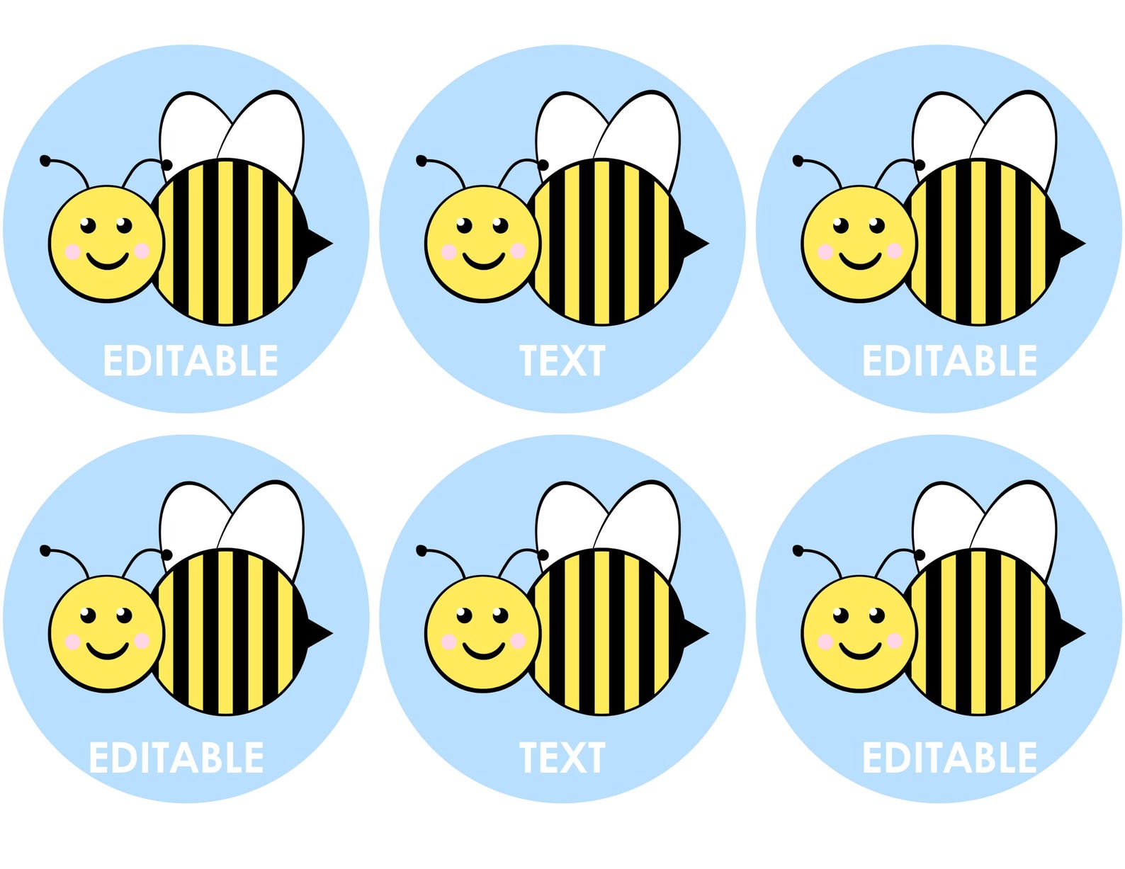 Bee-themed Editable Labels - Printable 3” Round Name Tags | Cute Bee ...