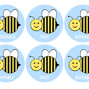 Bee-themed Editable Labels - Printable 3” Round Name Tags | Cute Bee ...