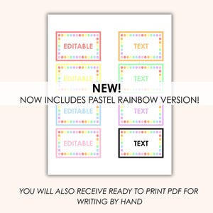 Rainbow Dot Printable Name Tags | Editable | Bright + Pastel ...