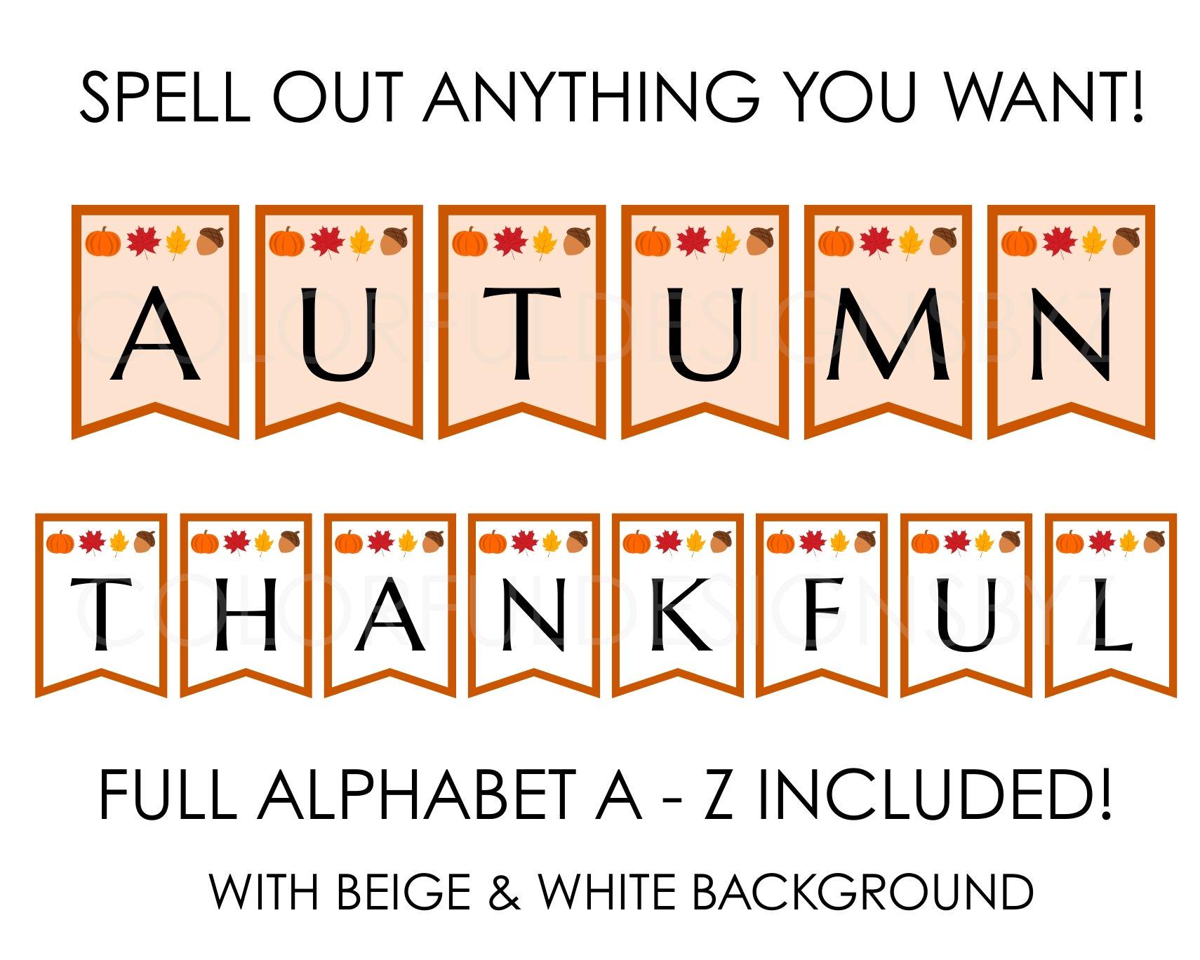Hello Fall Banner Printable, Happy Fall Banner, Fall Alphabet A–Z ...