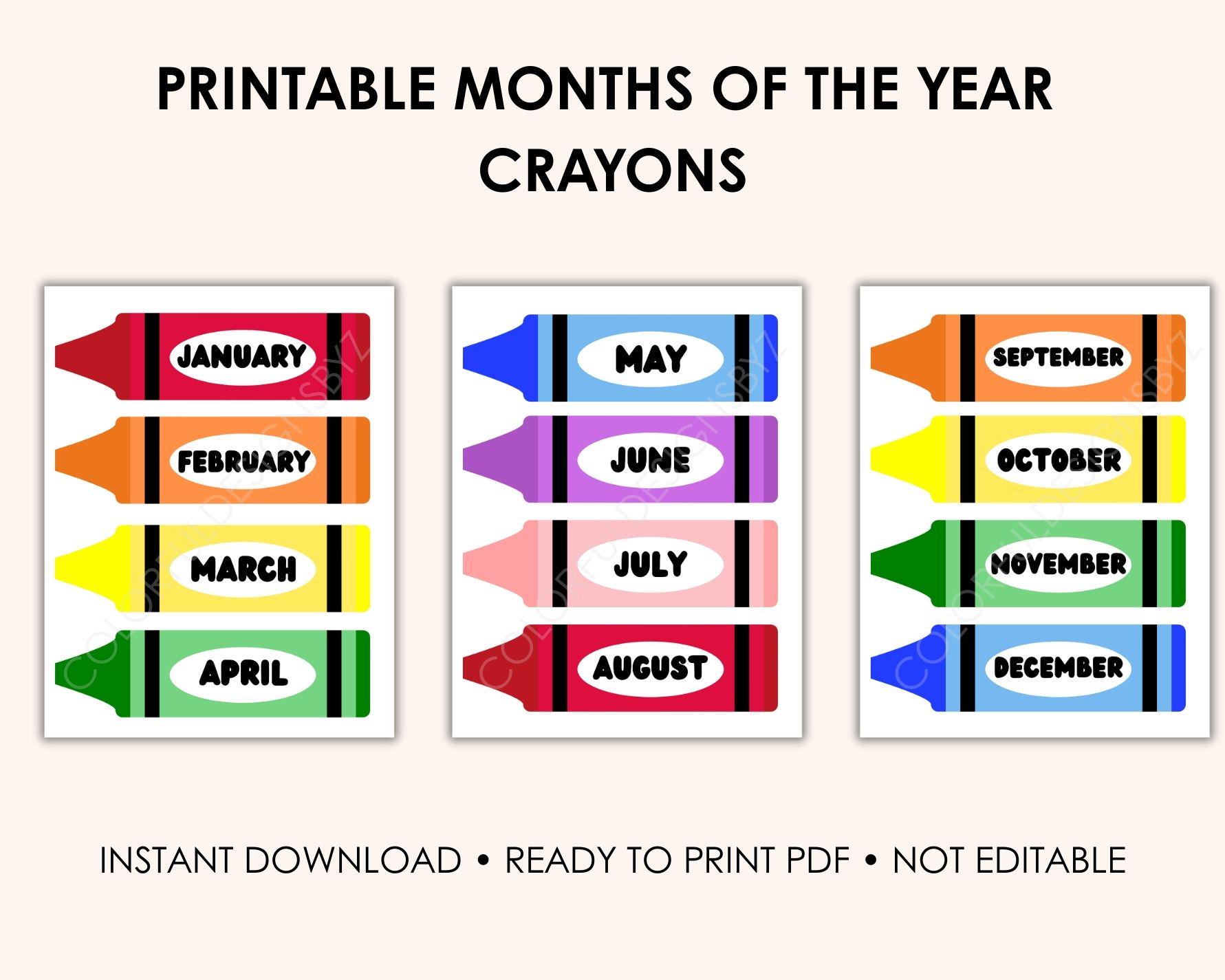 Months Crayons Printable | Early Learning | Classroom Display ...