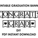 Printable Graduation Banner | Congrats Grad Banner PDF | Black and ...