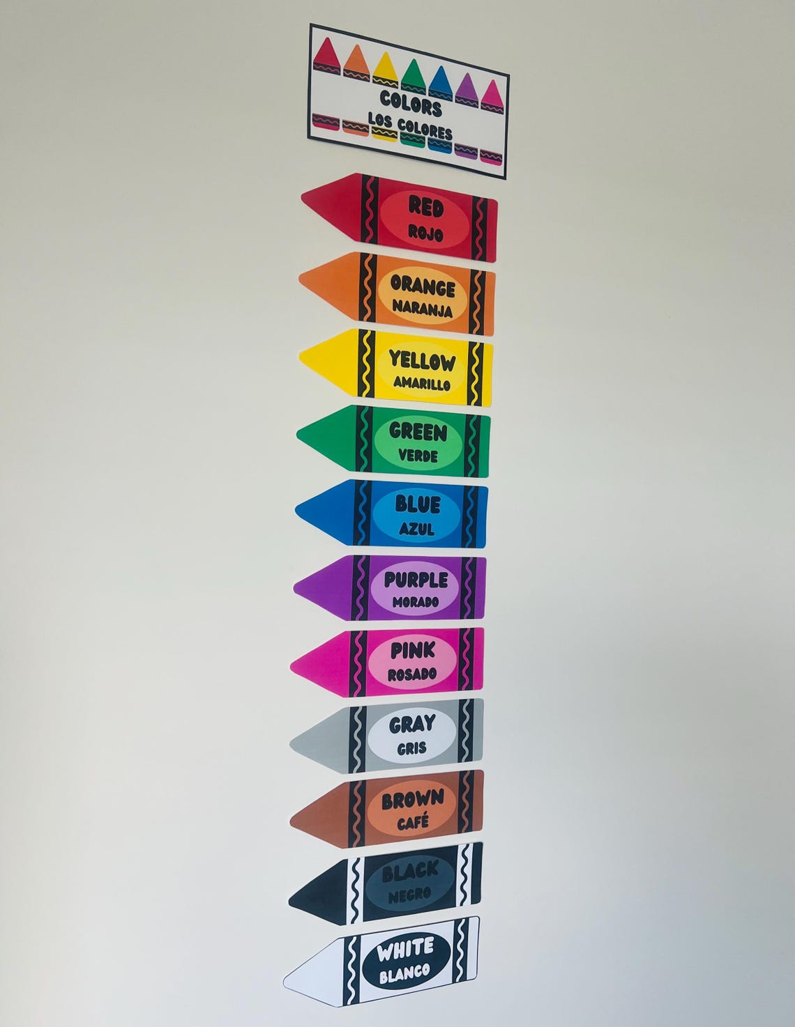 Printable Crayon Color Flashcards in English and Spanish | 11 Colors ...