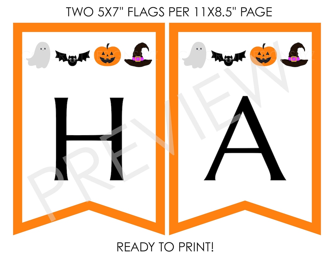 Happy Halloween Banner Printable | 5x7 Party Flags | Swallowtail Banner ...