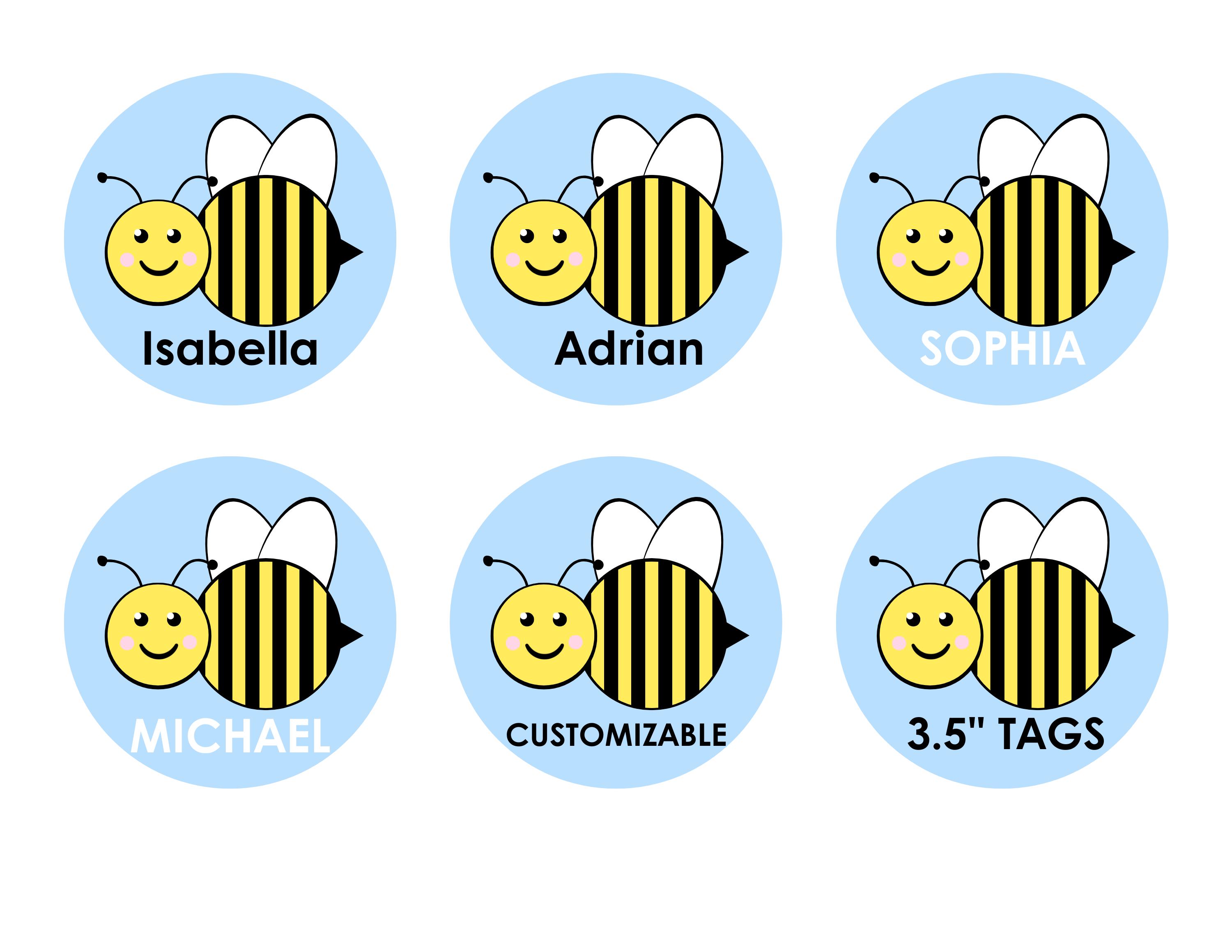 Bee-themed Editable Labels - Printable Round Name Tags | Cute Bee ...