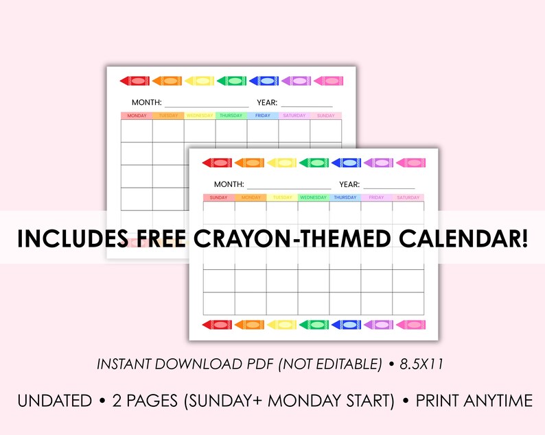 Days and Months English and Spanish Printable | Crayon-themed Classroom ...