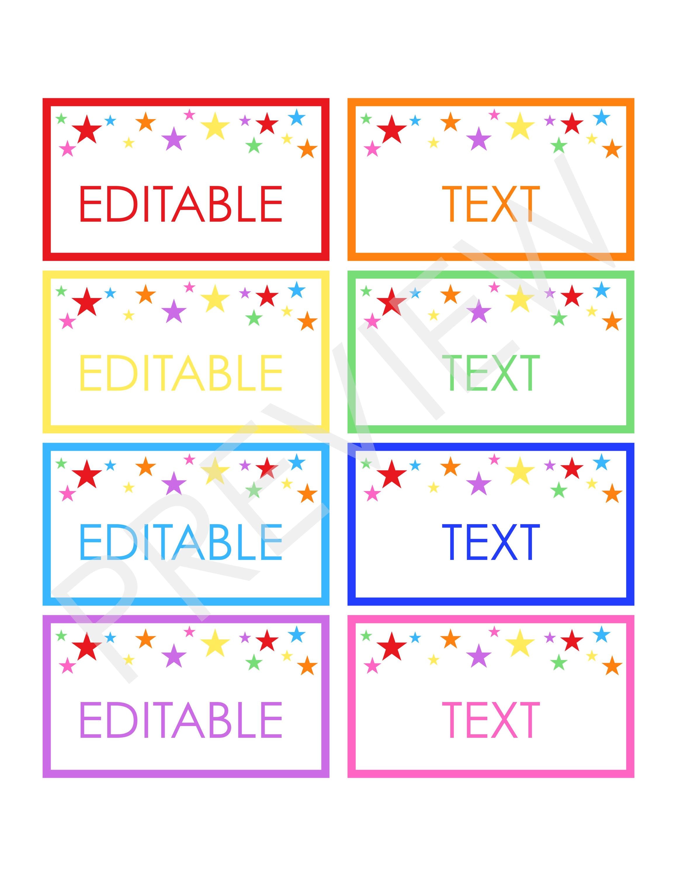 Editable Star Name Tags – Rainbow Classroom Labels – Color + Black ...