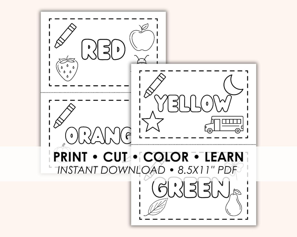 Coloring Pages Printable | 11 Colors Half Sheets | Learning Colors and ...