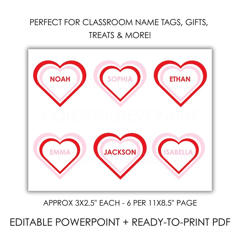 Editable Valentine’s Day Hearts Printable | Red & Pink Hearts ...