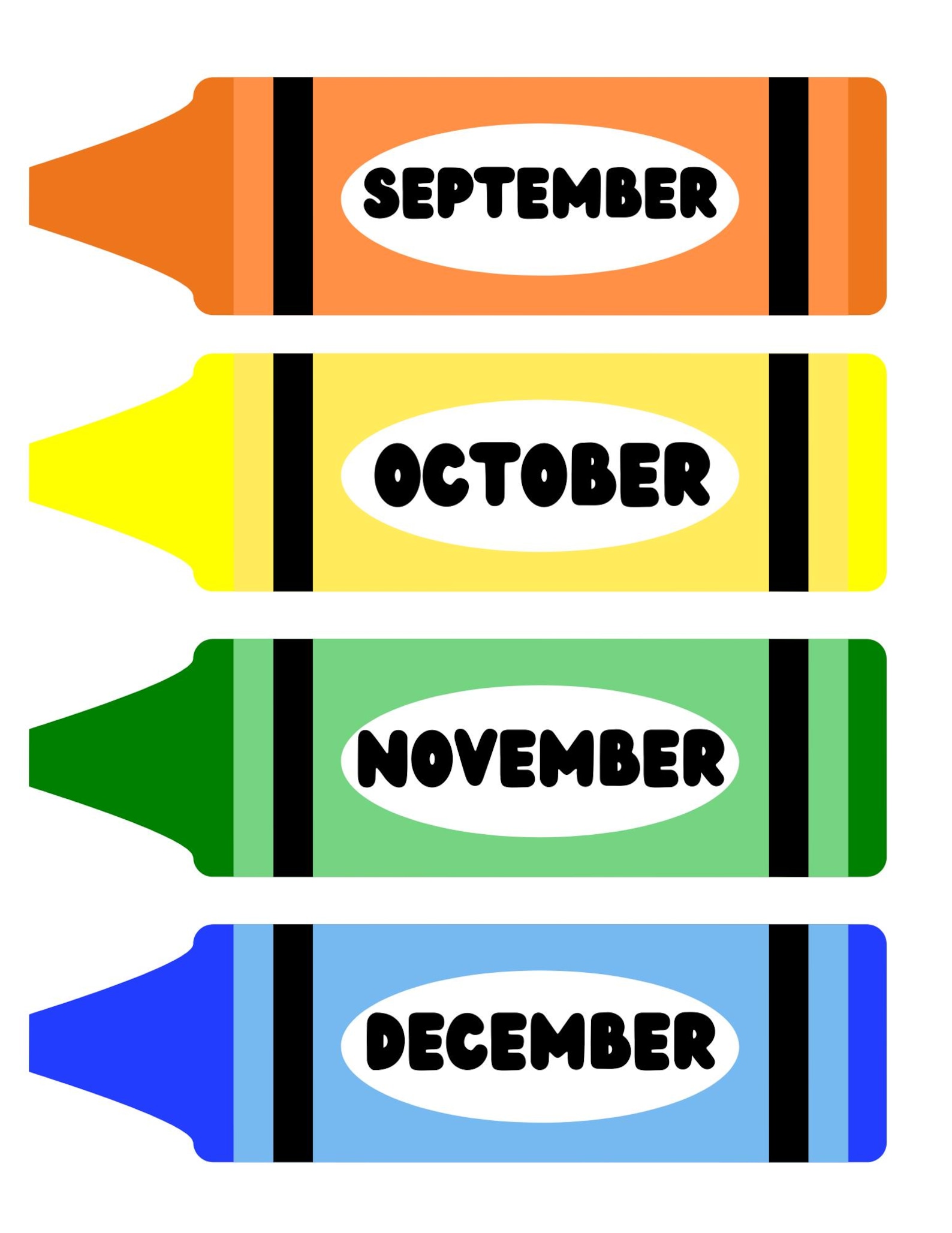Printable 12 Months of the Year Crayons Early Learning Classroom ...