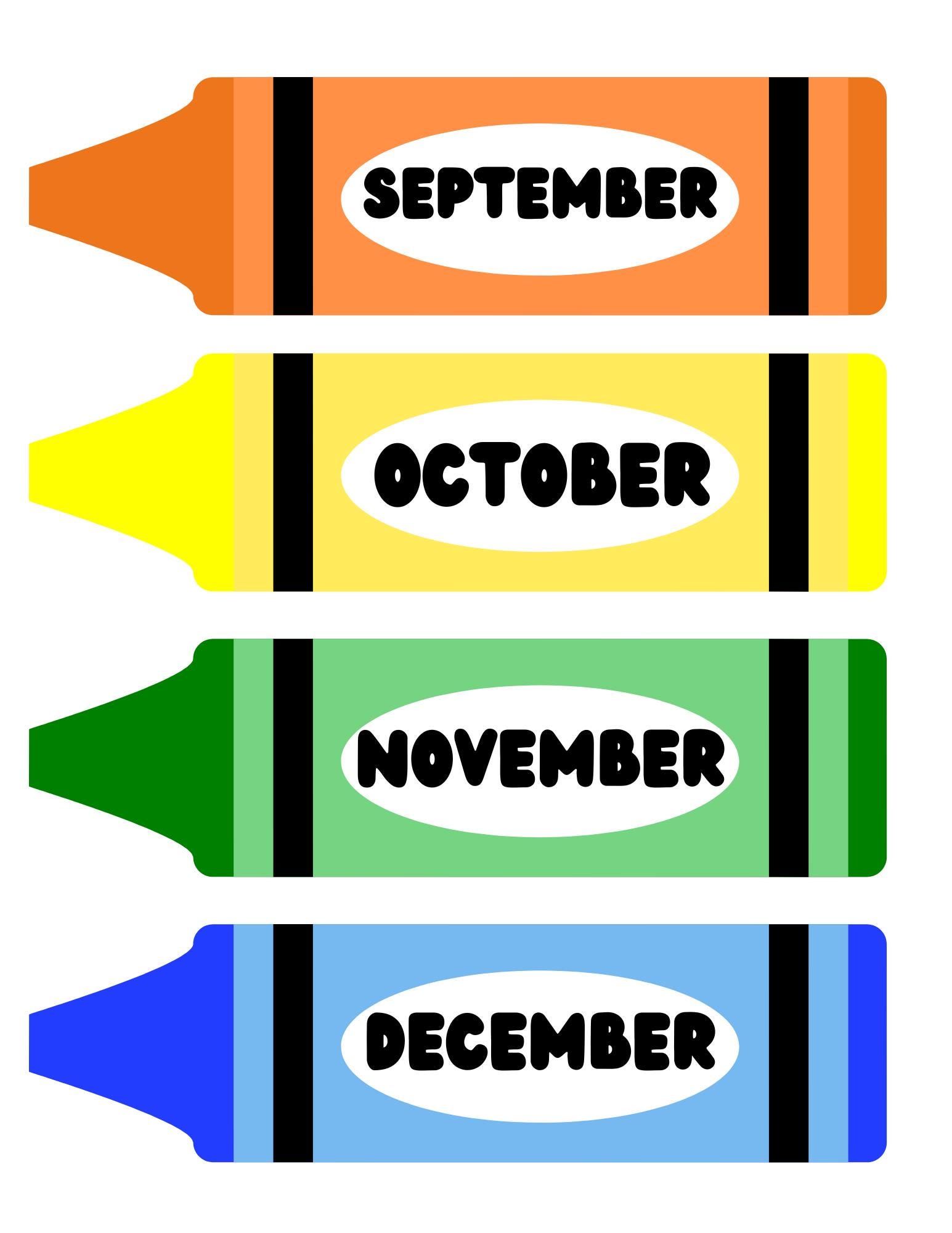 Printable 12 Months of the Year Crayons Early Learning Classroom ...