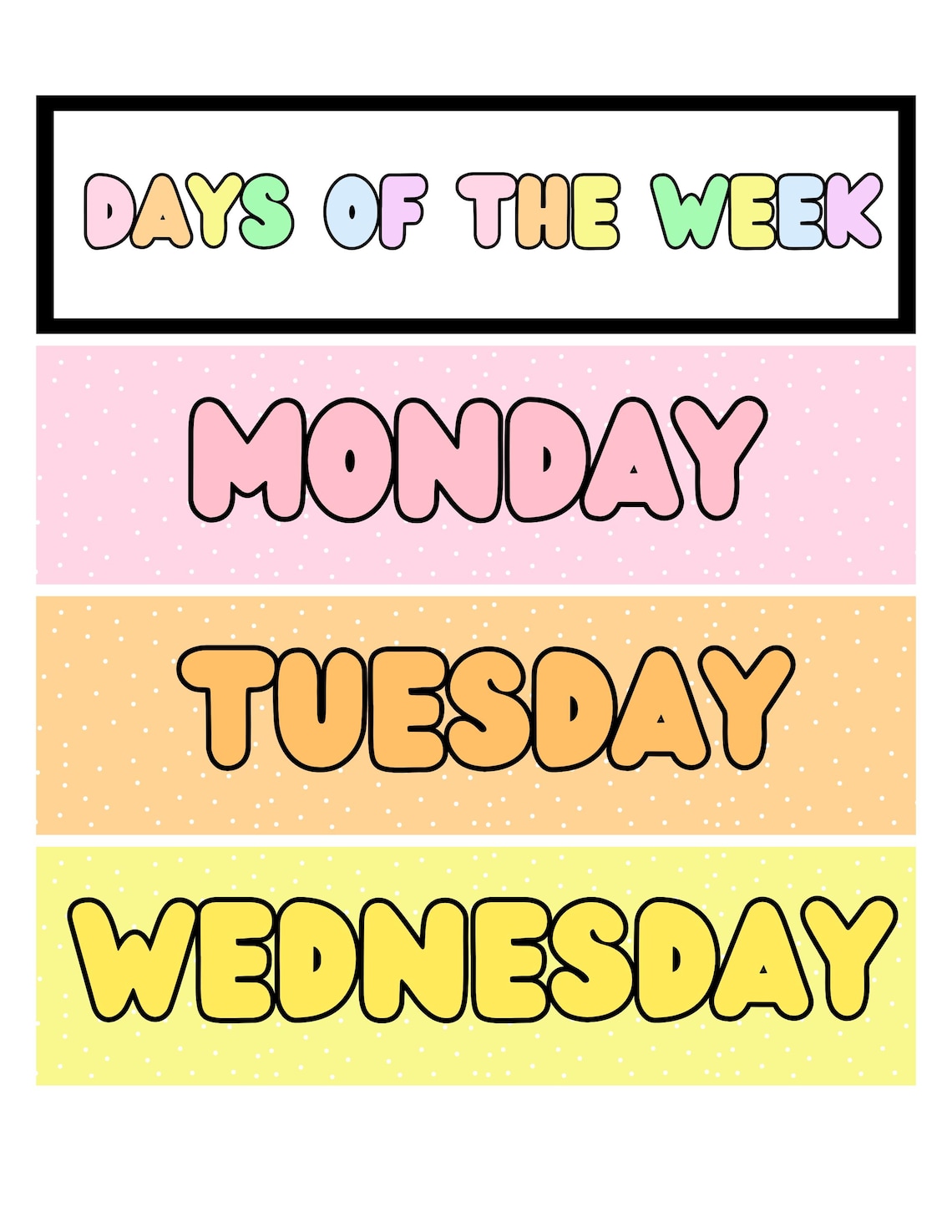 Printable Pastel Polka Dot Days and Months Cards | Classroom ...