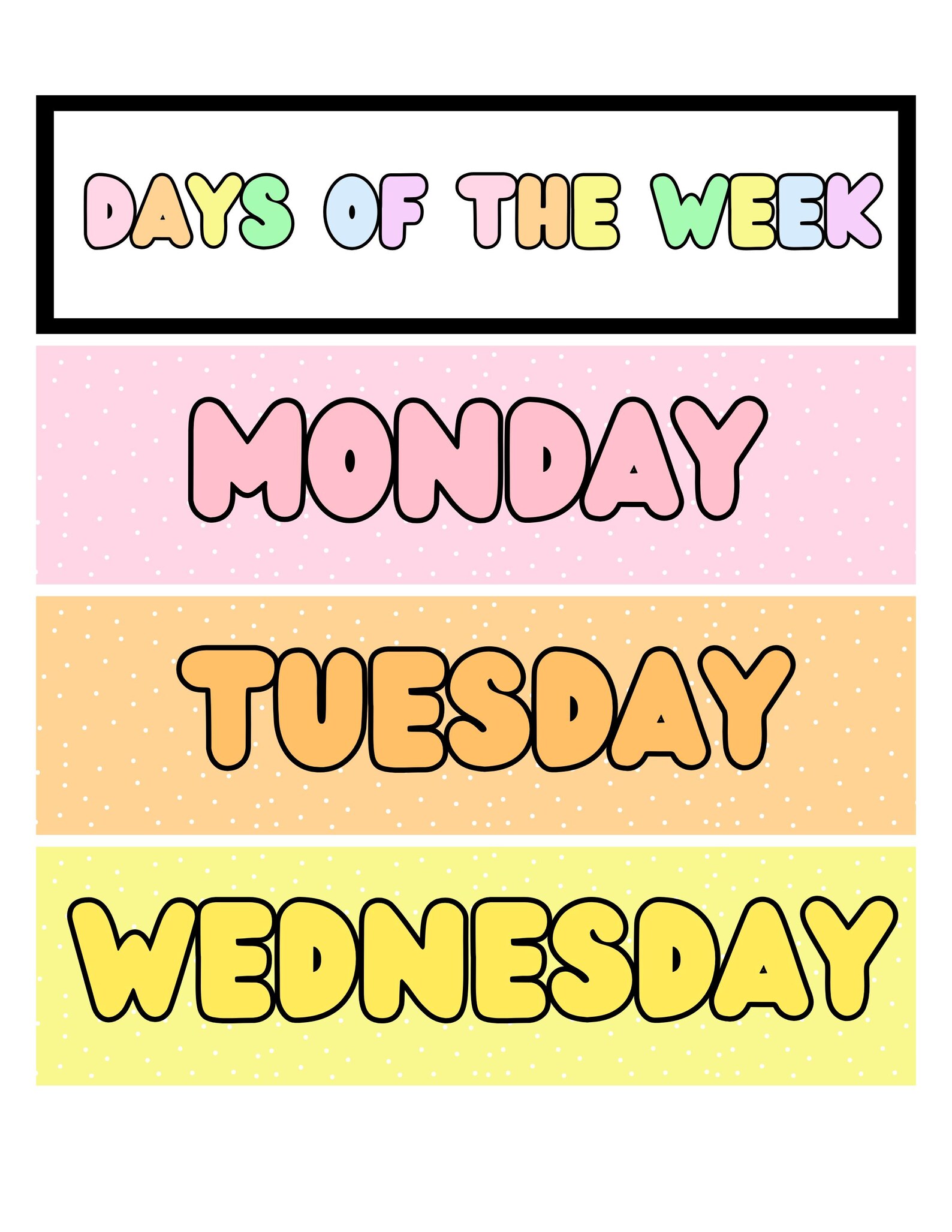 Printable Pastel Polka Dot Days and Months Cards | Classroom ...