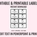 Editable Square Labels Template | 3” Printable Tags | Editable Text ...