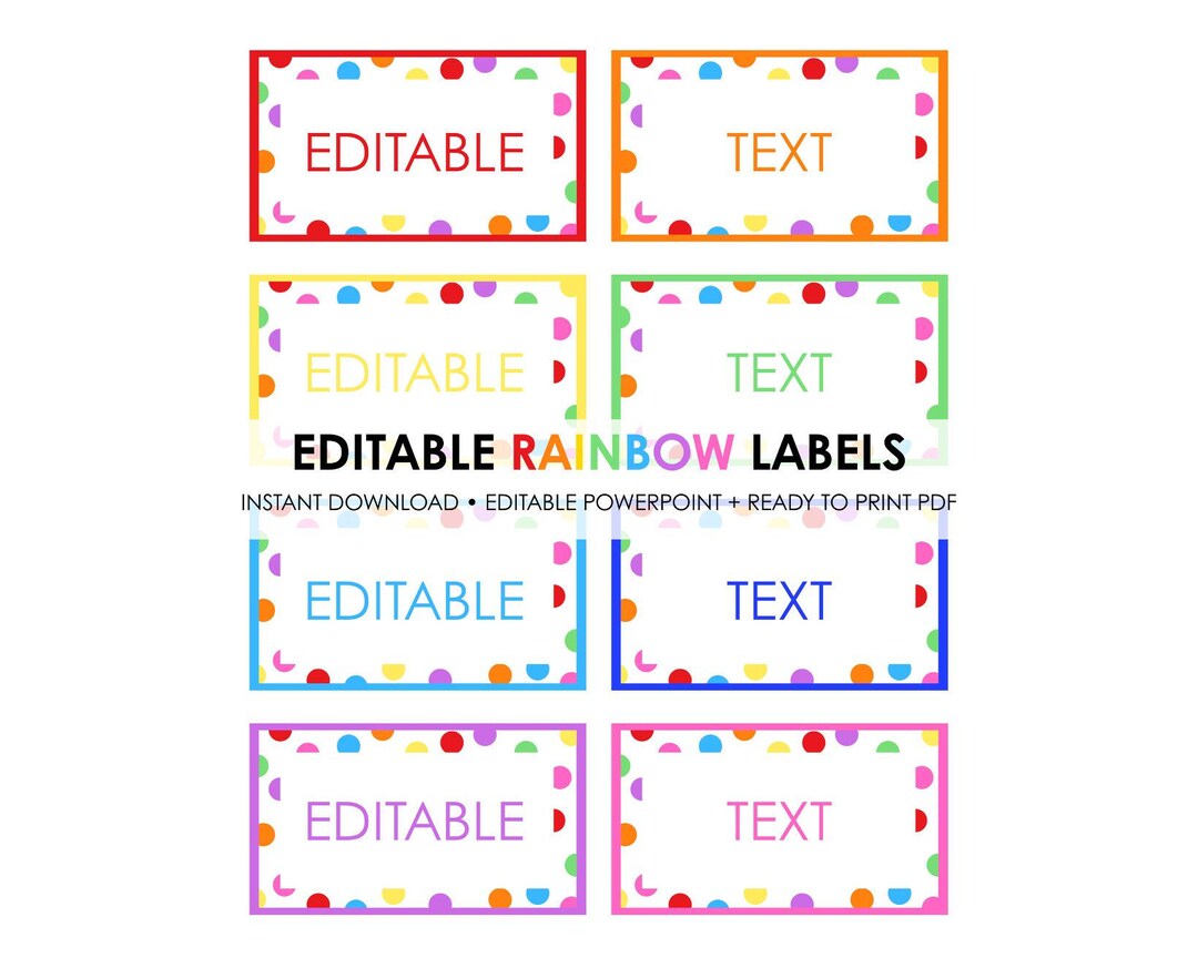 Editable Rainbow Rectangle Labels – Printable PDF & Editable Powerpoint ...