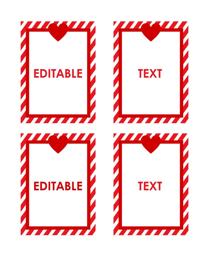 Editable Valentine’s Day Tags | Printable Pink & Red Heart Labels | DIY ...