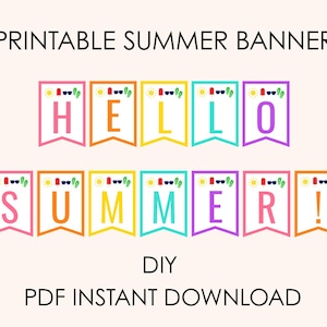 Hello Summer Banner Printable – 8.5x11 PDF, 5x7 Inch Flags, Ready to ...