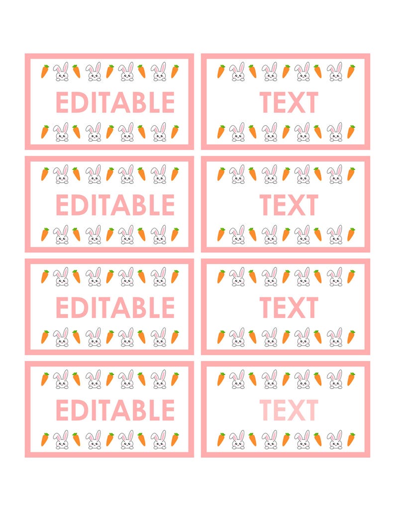 Editable Easter Bunny & Carrot Labels Template , 3.5"x2", Printable ...