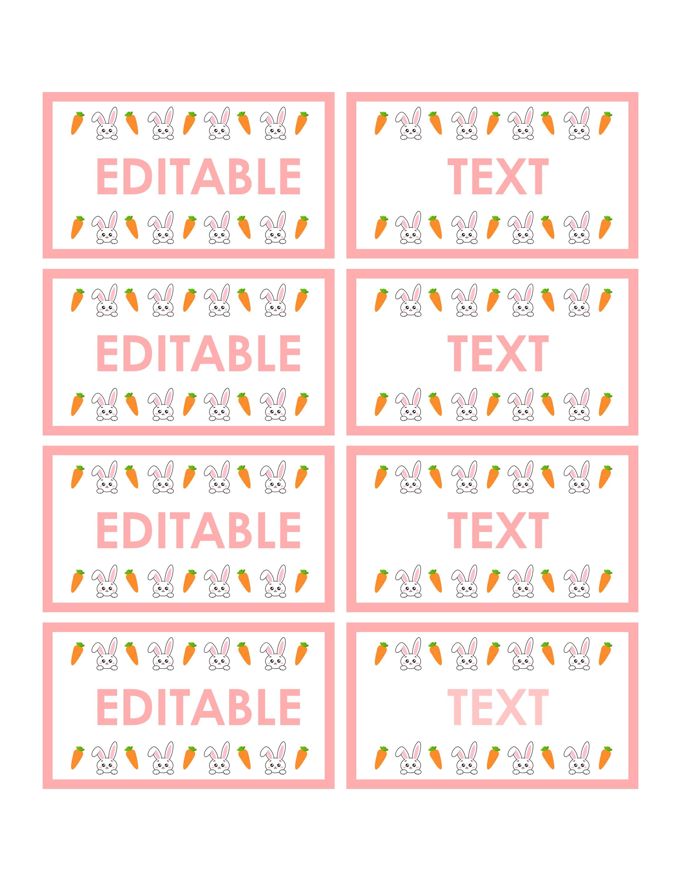 Editable Easter Bunny & Carrot Labels Template , 3.5"x2", Printable Name Tags , Pastel Colors ...