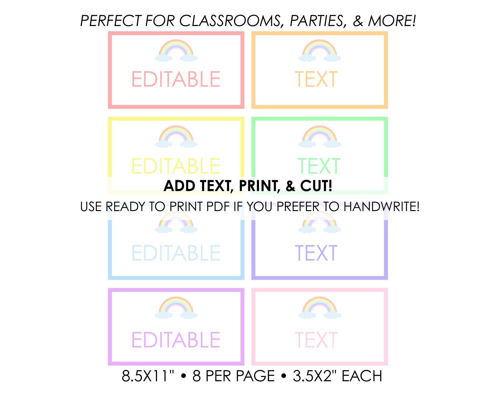 Editable Rainbow Name Tags & Labels – Pastel Printable Template | 8 ...