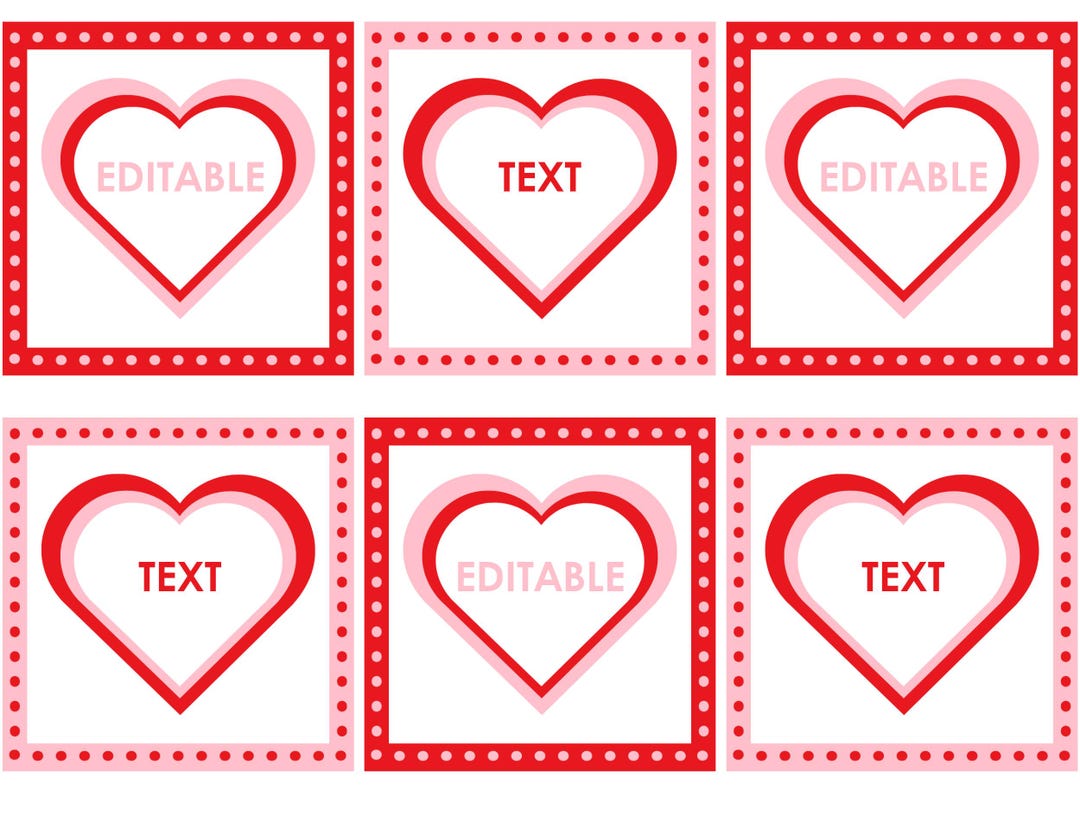 Editable Printable Valentine's Day Cards, Tags, and Labels - Etsy UK