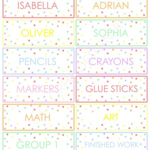 Pastel Polka Dot Classroom Labels Printable Bundle | Editable Name Tags ...