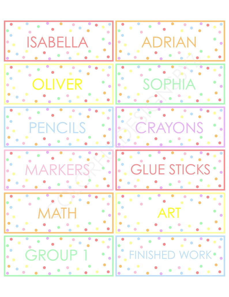Pastel Polka Dot Classroom Labels Printable Bundle | Editable Name Tags ...