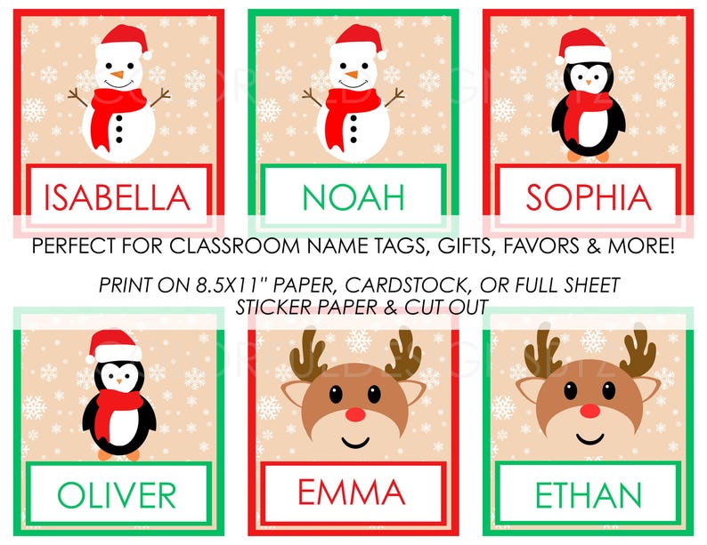 Editable Christmas Labels | Printable Holiday Name Tags | Snowman ...