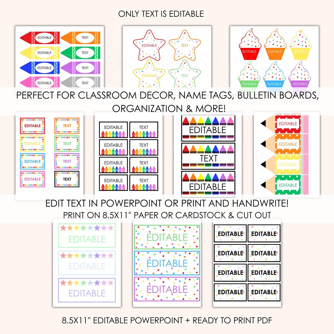 Mega Classroom Labels & Name Tags Bundle | Editable in Powerpoint ...