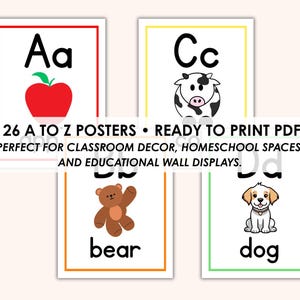 Printable Alphabet Posters | A-Z Classroom Decor | Educational Wall Art ...