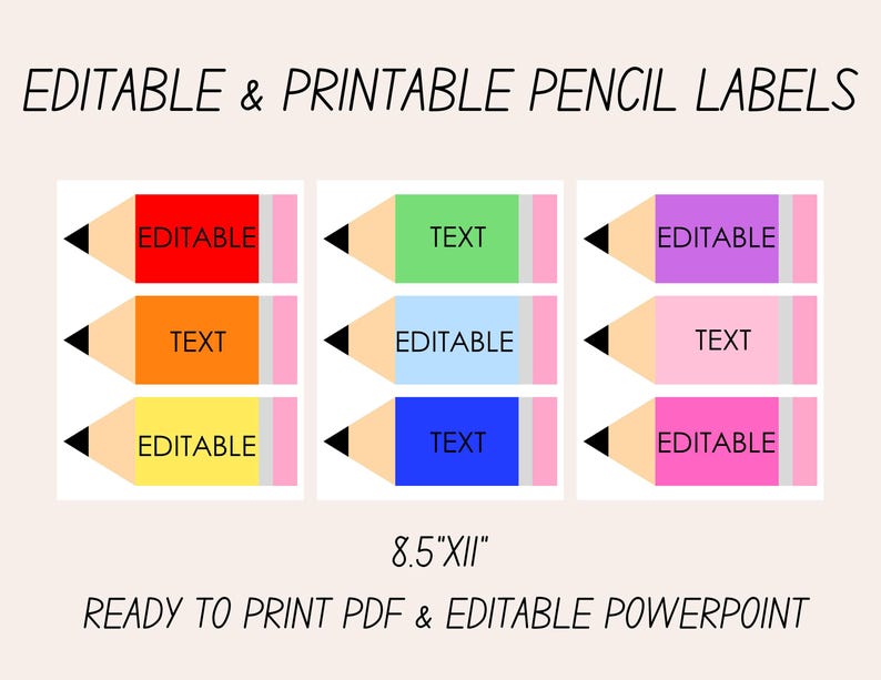 Editable Pencil Name Tags – 8"x3" & 6"x2" Sizes – Desk Name Plates – 8. ...