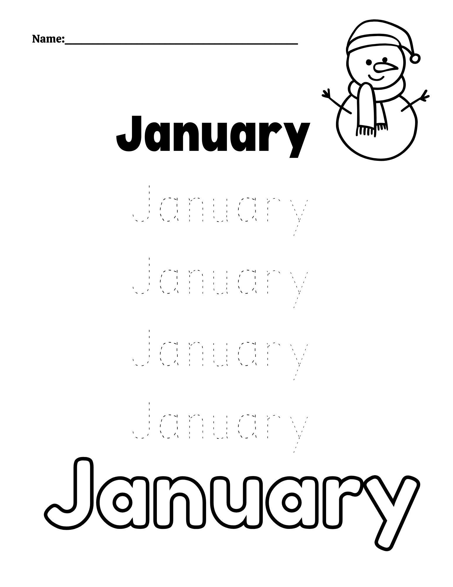 Printable Months of the Year Tracing Worksheets for Preschool ...