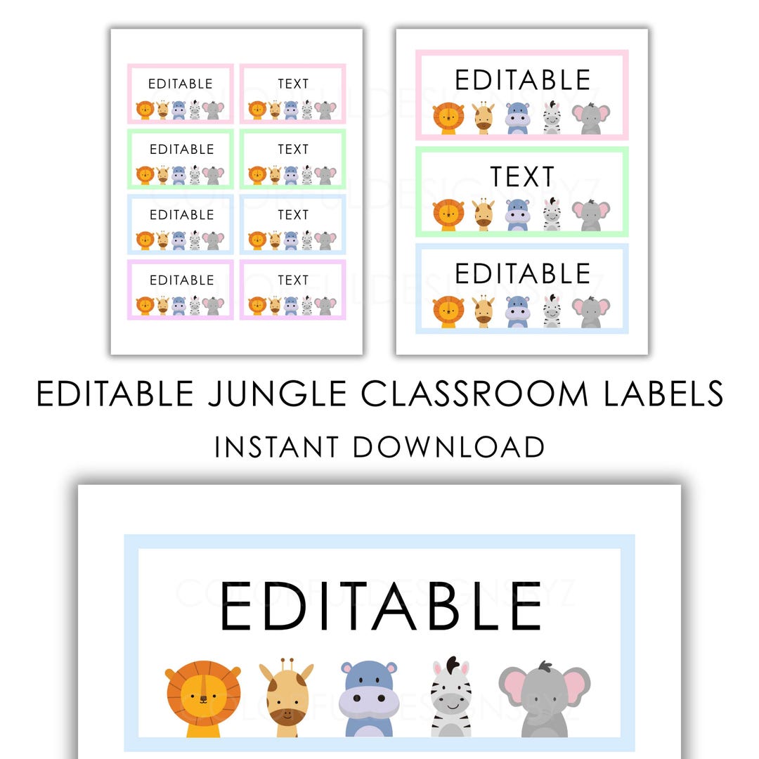 Jungle Classroom Labels Editable Powerpoint Name Tags Bundle - Etsy