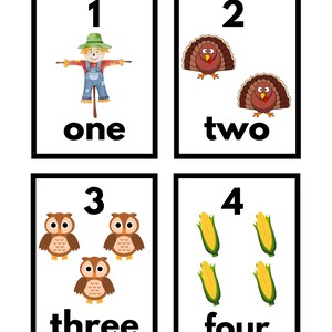 Printable Fall Theme Numbers 1-10 Flashcards for Toddlers and Kids Fun ...