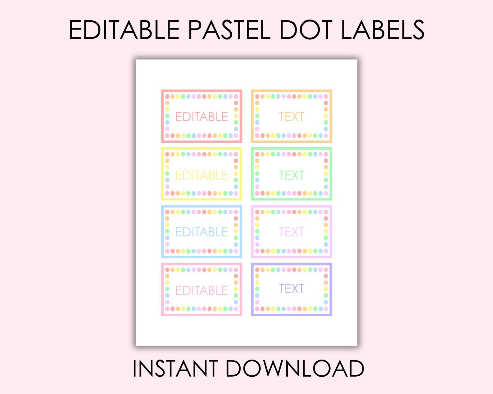 Editable Pastel Dot Name Tags – 8 per Page – 3x2 Inch – Editable ...