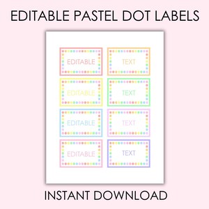 Editable Pastel Dot Name Tags – 8 per Page – 3x2 Inch – Editable ...