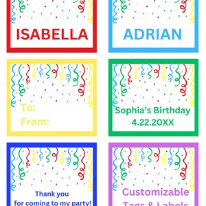 Editable Confetti Printable Tags & Labels | Birthday Party Favor Tags ...