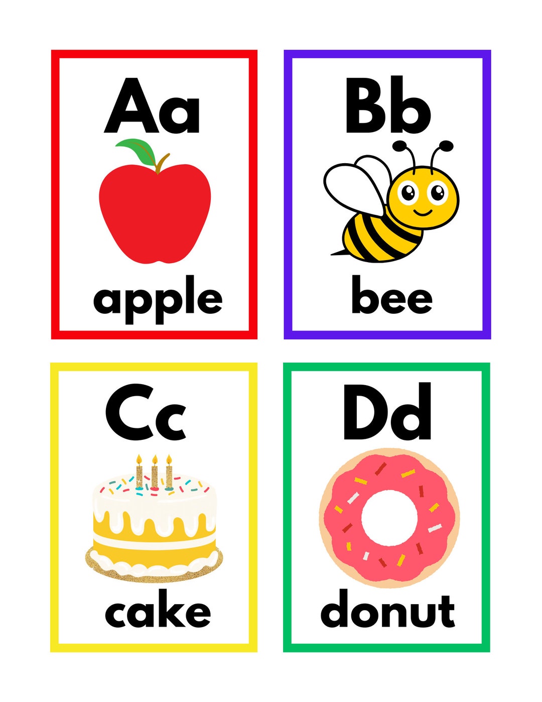 Printable Alphabet A to Z Flashcards | Early Learning | Colorful ABC ...