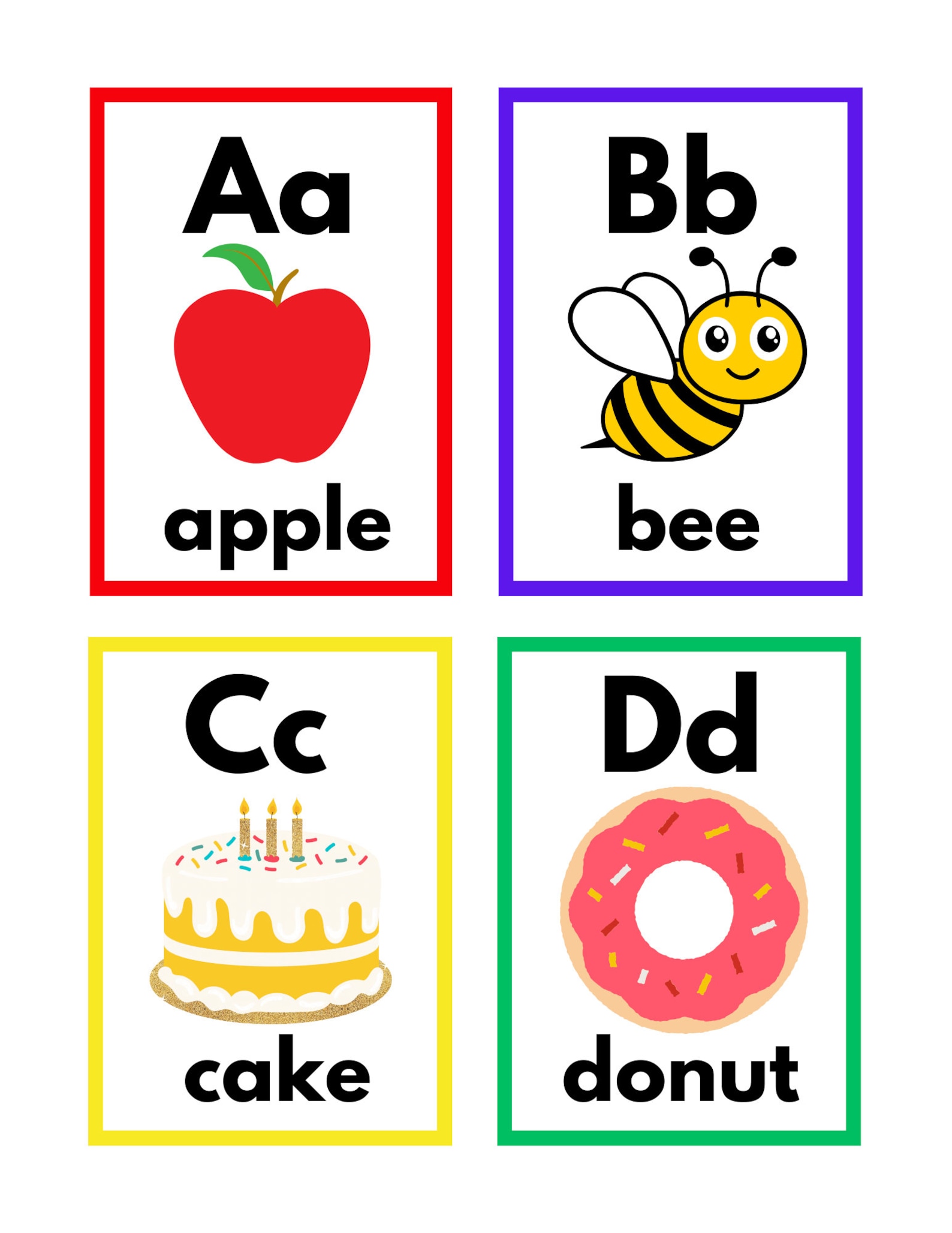 Printable Alphabet A to Z Flashcards | Early Learning | Colorful ABC ...