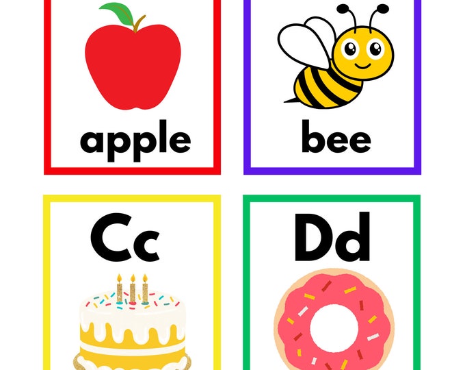 26 ABC Flash Cards for Kids, Montessori Learning Resources, Alphabet ...