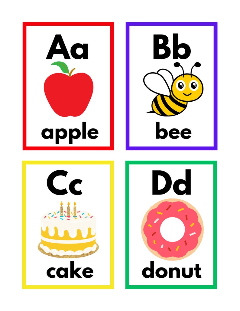 Printable Alphabet A to Z Flashcards | Early Learning | Colorful ABC ...
