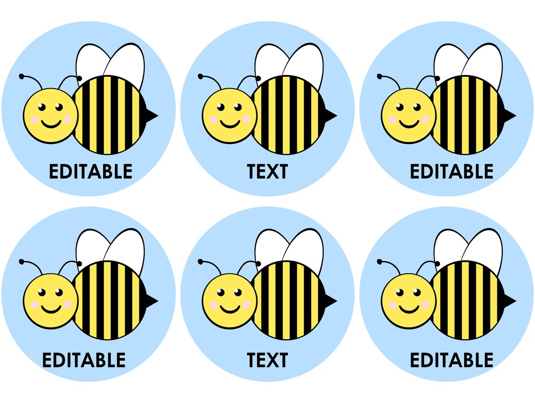 Bee-themed Editable Labels - Printable 3” Round Name Tags | Cute Bee ...