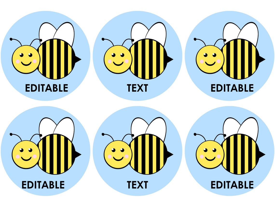 Bee-themed Editable Labels - Printable 3” Round Name Tags | Cute Bee ...