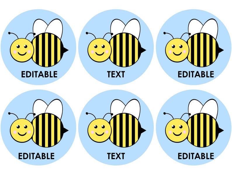 Bee-themed Editable Labels - Printable 3” Round Name Tags | Cute Bee ...