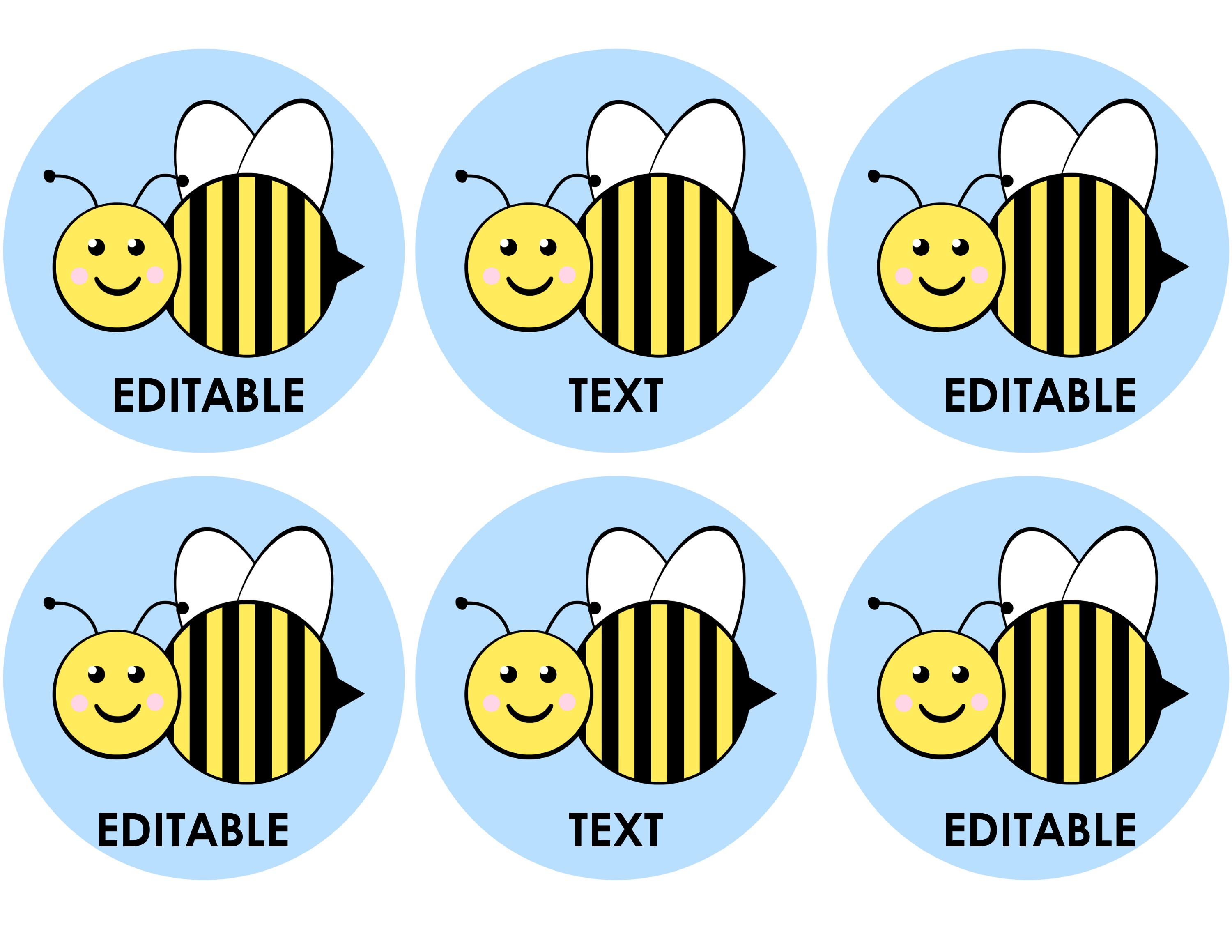 Bee-themed Editable Labels - Printable Round Name Tags | Cute Bee ...