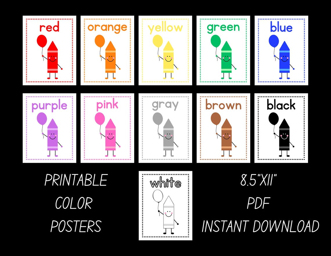 Printable Crayon Color Posters | 8.5"x11" Full Page Classroom Decor ...