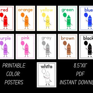 Printable Crayon Color Posters | 8.5"x11" Full Page Classroom Decor ...