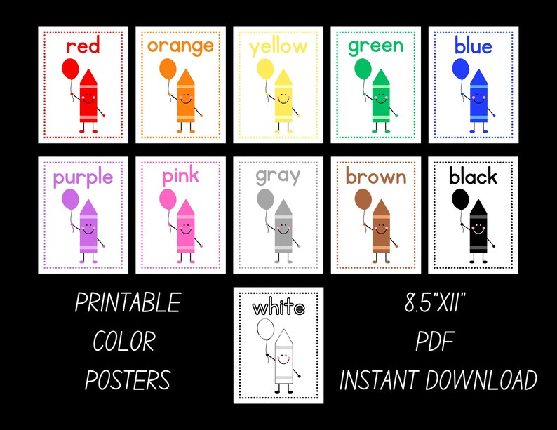 Printable Crayon Color Posters | 8.5"x11" Full Page Classroom Decor ...